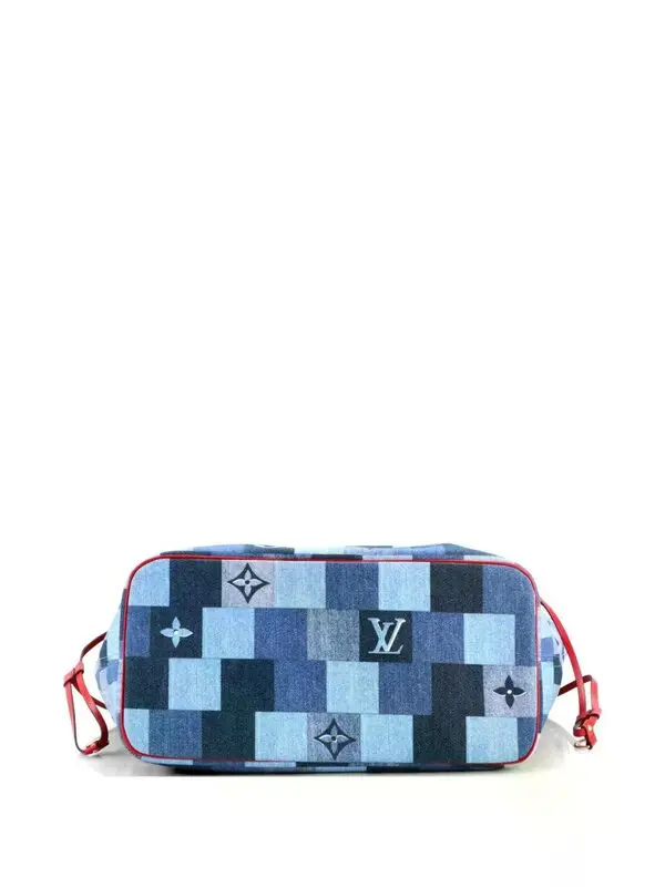 LOUIS VUITTON Neverfull Damier And Monogram Patchwork Denim Mm Tote Bag - Blue