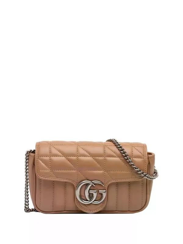 Gucci Mini Gg Marmont Matelasse Leather Flap Crossbody Bag - Brown