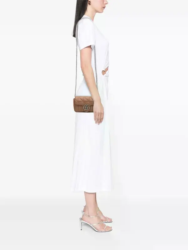 Gucci Mini Gg Marmont Matelasse Leather Flap Crossbody Bag - Brown