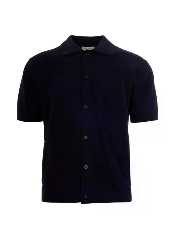 PAOLO PECORA Textured Button Polo Shirt - Blue