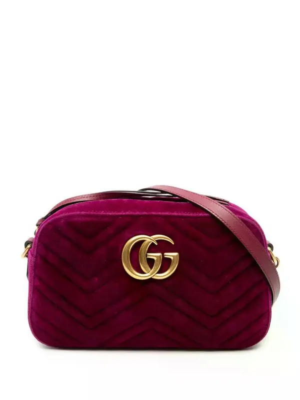 Gucci Gg Marmont Matelassé Velvet Crossbody Bag - Purple