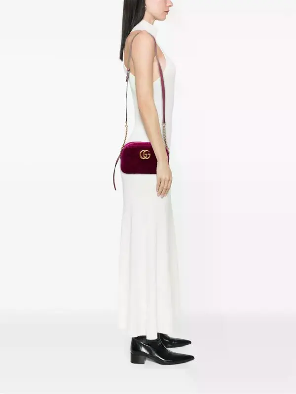 Gucci Gg Marmont Matelassé Velvet Crossbody Bag - Purple