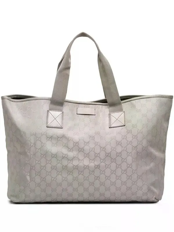 Gucci Gg Canvas Web Tote Bag - Grey