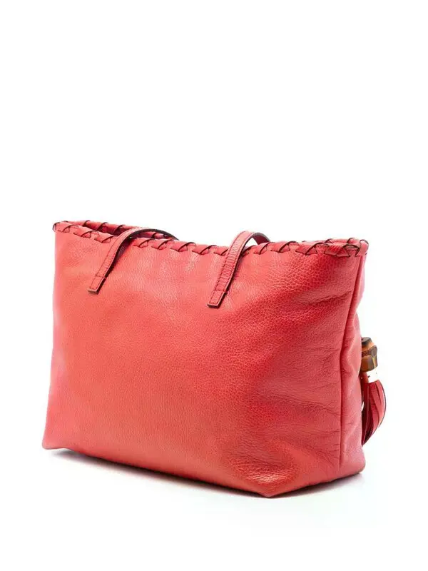 Gucci Leather Bamboo Tassel Tote Bag