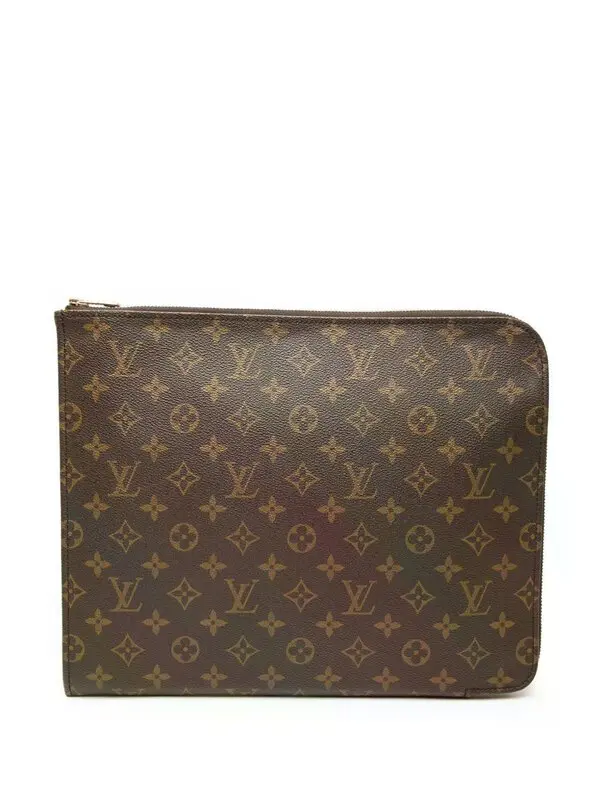 LOUIS VUITTON 1990 Monogram Poche Documents Portfolio 30 Clutch Bag - Brown