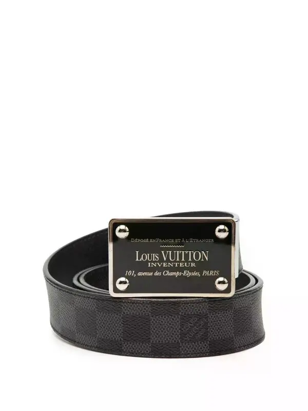 LOUIS VUITTON 2016 Damier Graphite Inventeur Reversible Belt - Black
