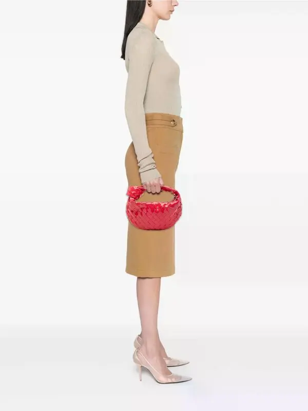 Bottega Veneta Mini Intrecciato Jodie Hobo Bag - Red