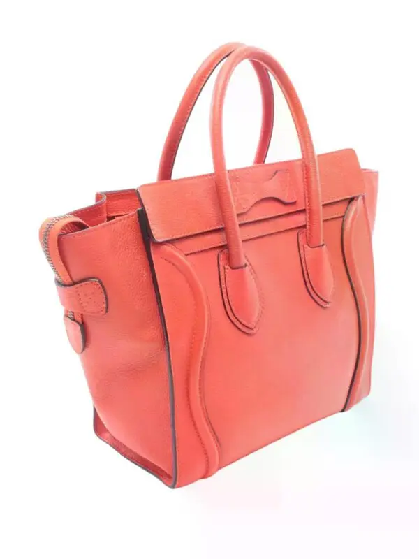 Celine Micro Leather Luggage Tote Bag - Red