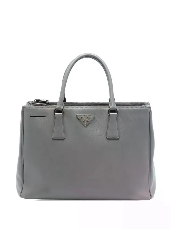 Prada Saffiano Galleria Double Zip Satchel - Grey