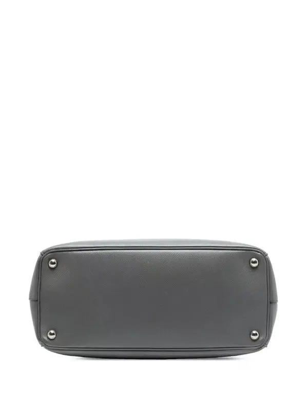 Prada Saffiano Galleria Double Zip Satchel - Grey