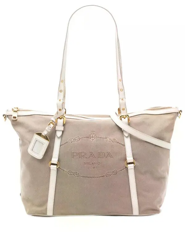 Prada Canapa Logo Satchel - Brown
