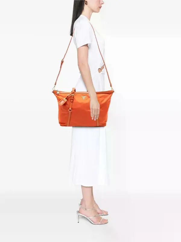 Prada Saffiano Trimmed Tessuto Satchel