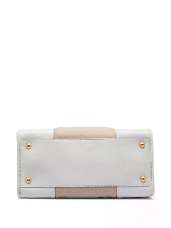 Prada Saffiano Trimmed Canvas Canapa Satchel - Brown