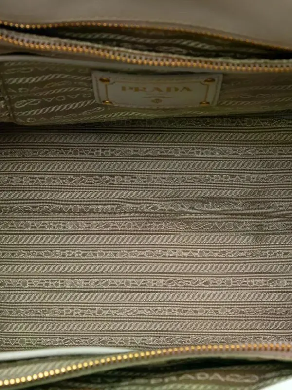 Prada Saffiano Trimmed Canvas Canapa Satchel - Brown