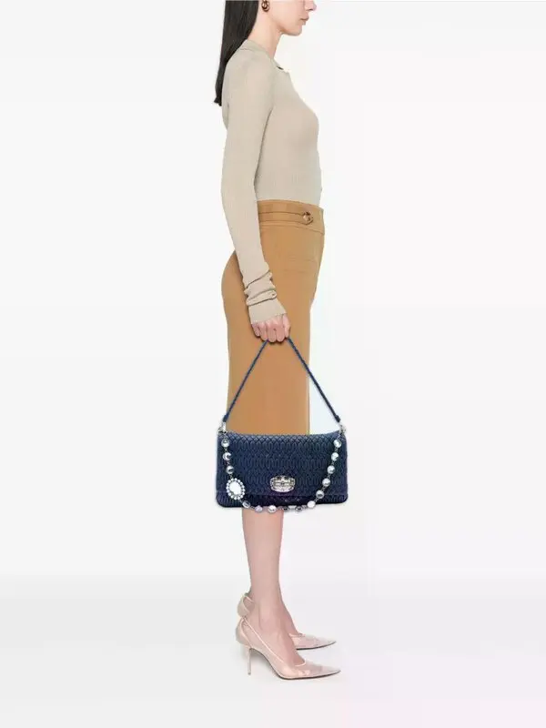 Miu Miu Matelasse Nappa Crystal Chain Satchel - Blue