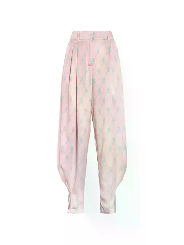 GENNY Patterned Pleated Trousers - Pink