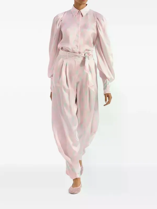 GENNY Patterned Pleated Trousers - Pink