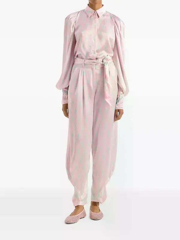 GENNY Patterned Pleated Trousers - Pink