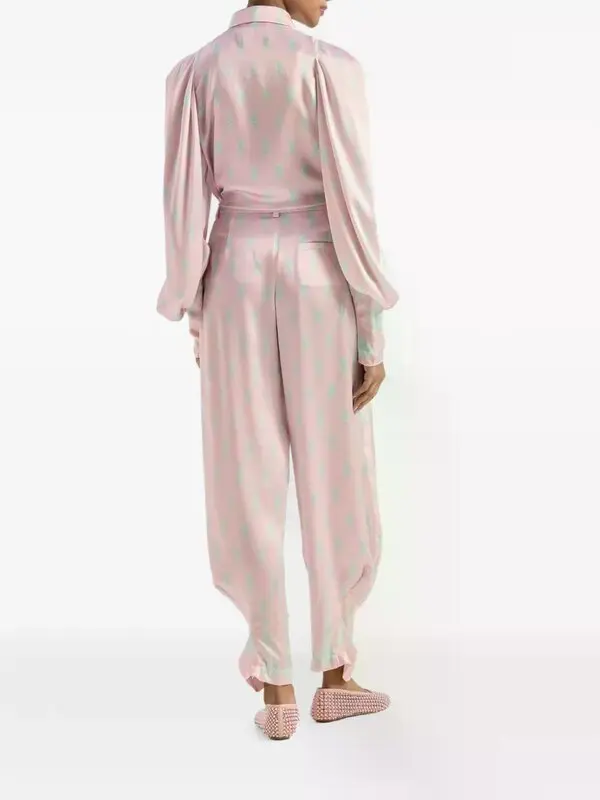 GENNY Patterned Pleated Trousers - Pink