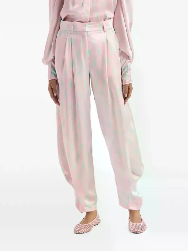 GENNY Patterned Pleated Trousers - Pink