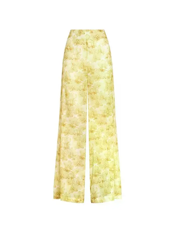 GENNY Floral Print Muslin Trousers - Yellow