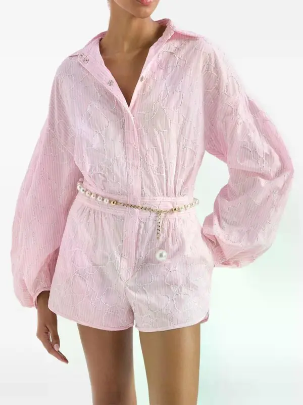 GENNY Striped Balloon Sleeve Playsuit