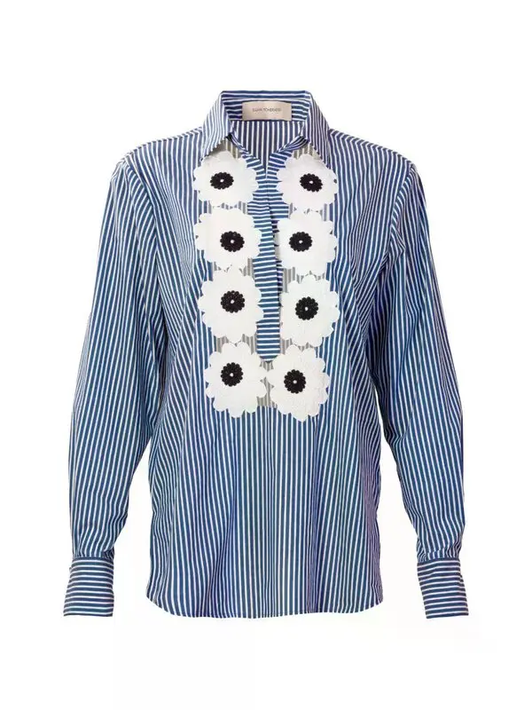 Silvia Tcherassi Karole Striped Floral Blouse - Blue