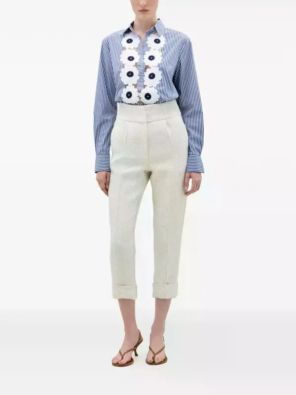 Silvia Tcherassi Karole Striped Floral Blouse - Blue