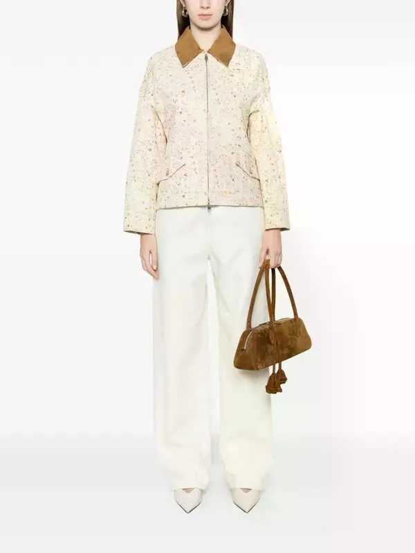 TELA Floral-print Collar Jacket
