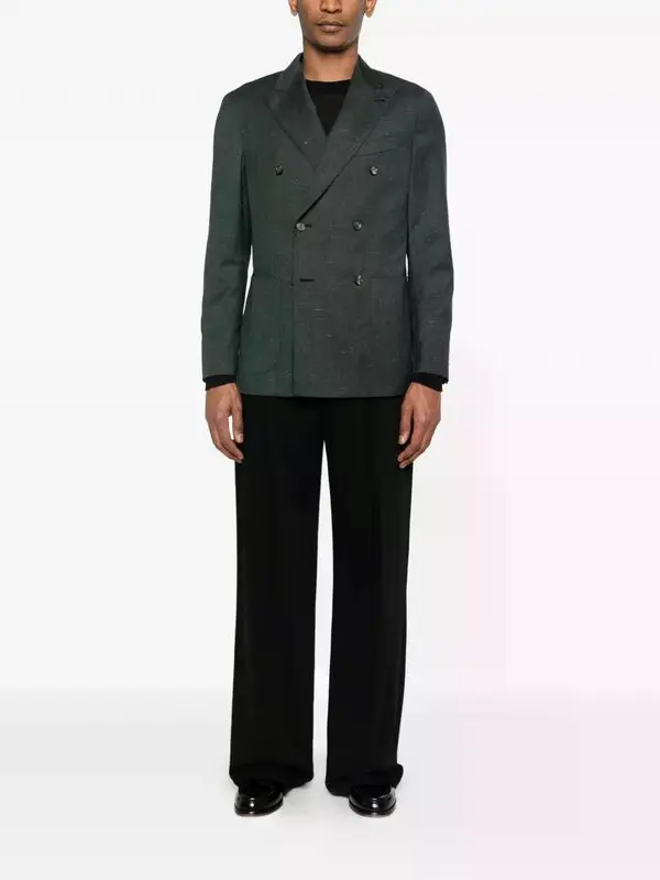 Caruso Double-breasted Blazer - Green