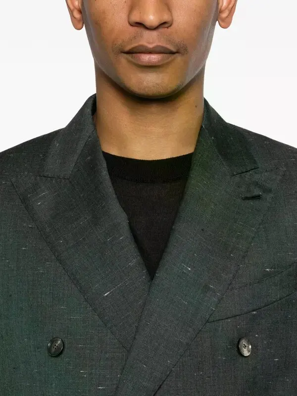 Caruso Double-breasted Blazer - Green