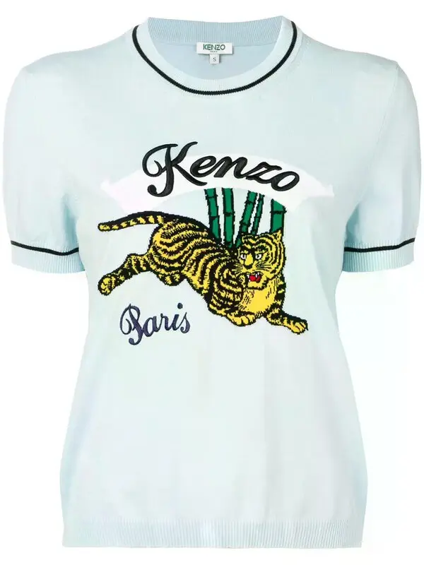 Kenzo Embroidered Tiger Logo T-shirt - Blue