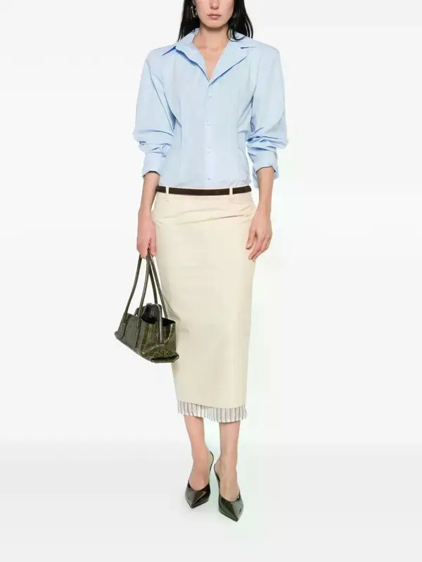 Attico Striped-hem Midi Skirt - Neutrals