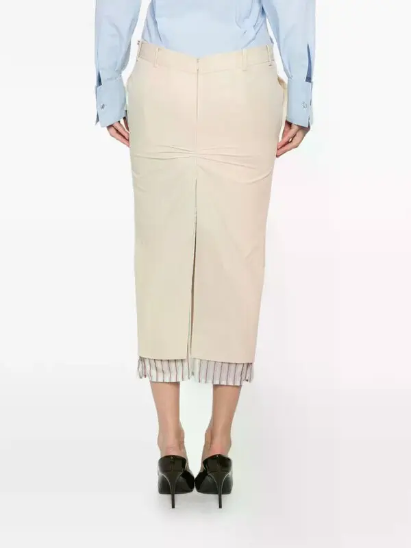 Attico Striped-hem Midi Skirt - Neutrals