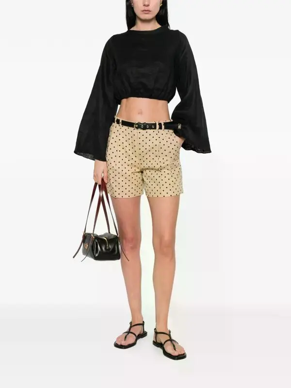Max Mara Polka-dot Belted Shorts - Neutrals