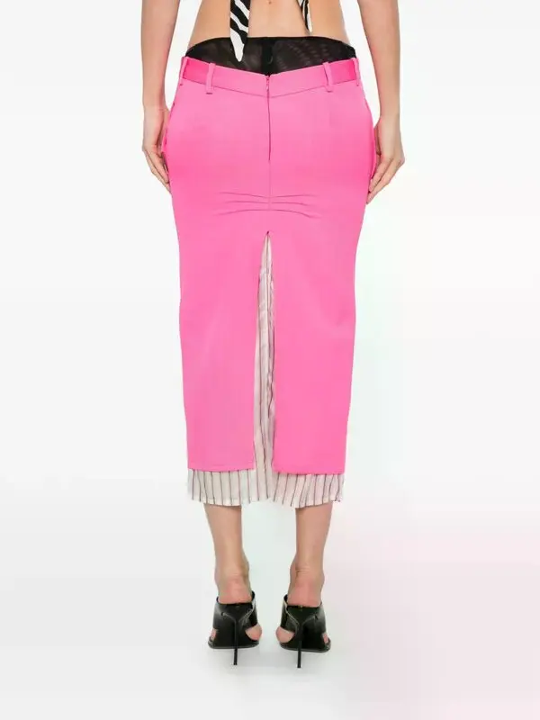 Attico Striped-trim Midi Skirt - Pink