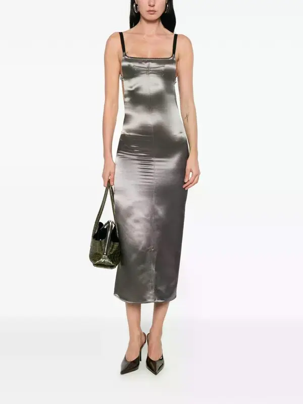 Attico Satin Midi Dress - Grey