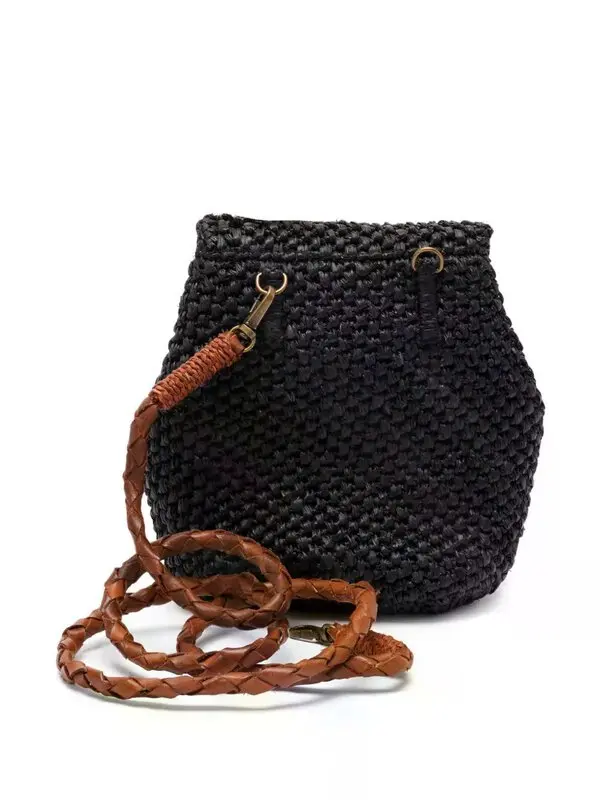 IBELIV Mini Zaz Raffia Braided Satchel - Black