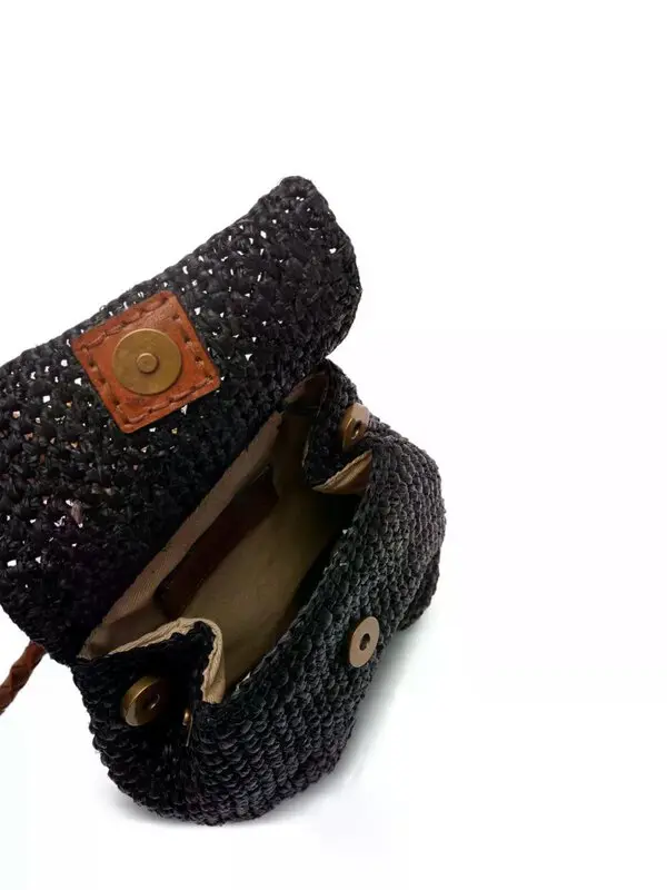 IBELIV Mini Zaz Raffia Braided Satchel - Black