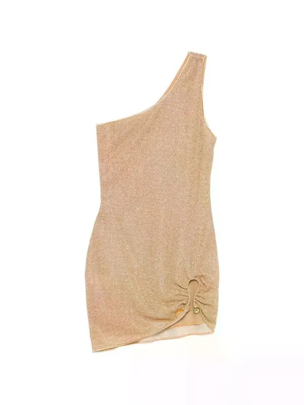 Oseree Asymmetric-neck Mini Dress - Gold