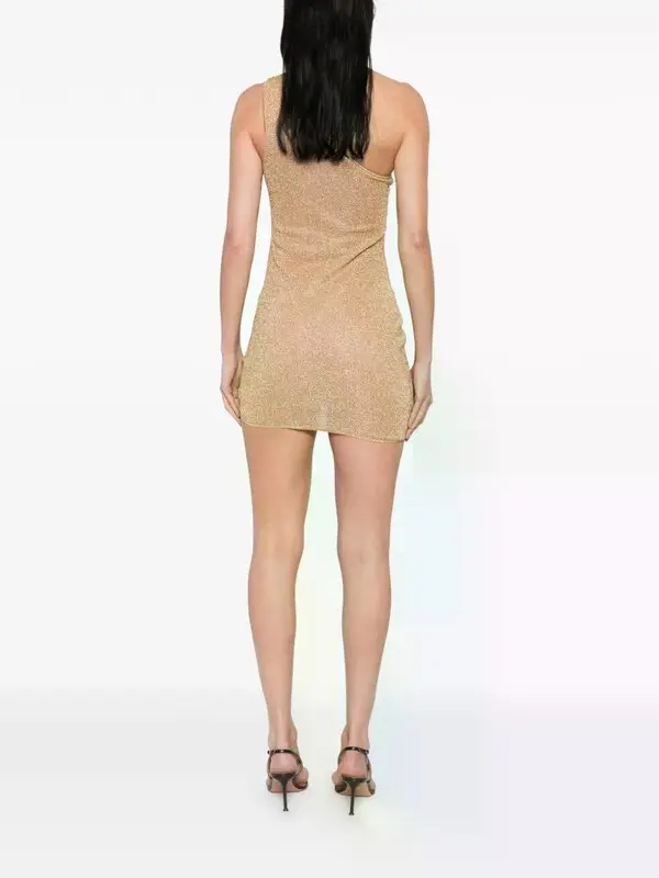 Oseree Asymmetric-neck Mini Dress - Gold