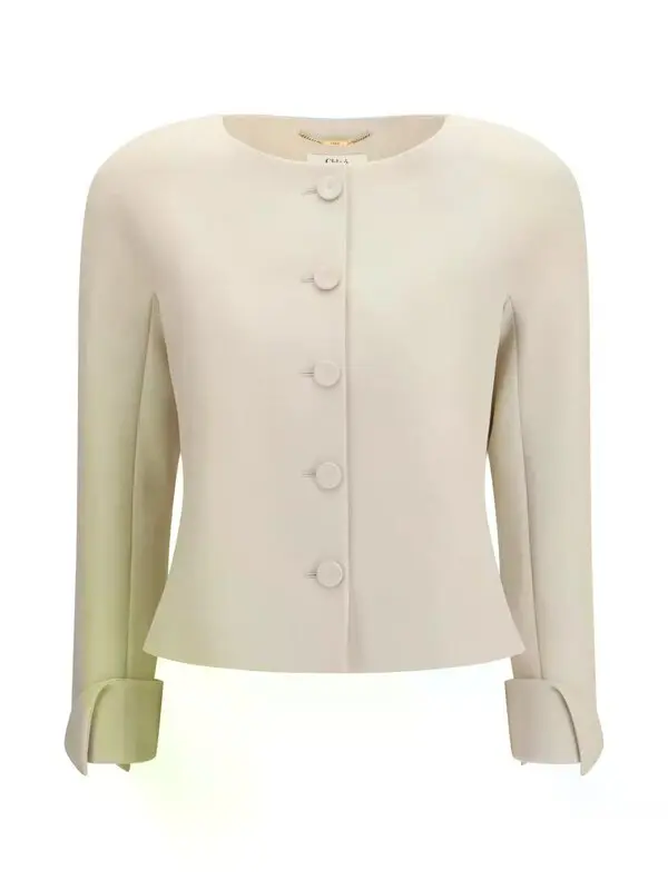 Chloé Collarless Fitted Jacket - Neutrals