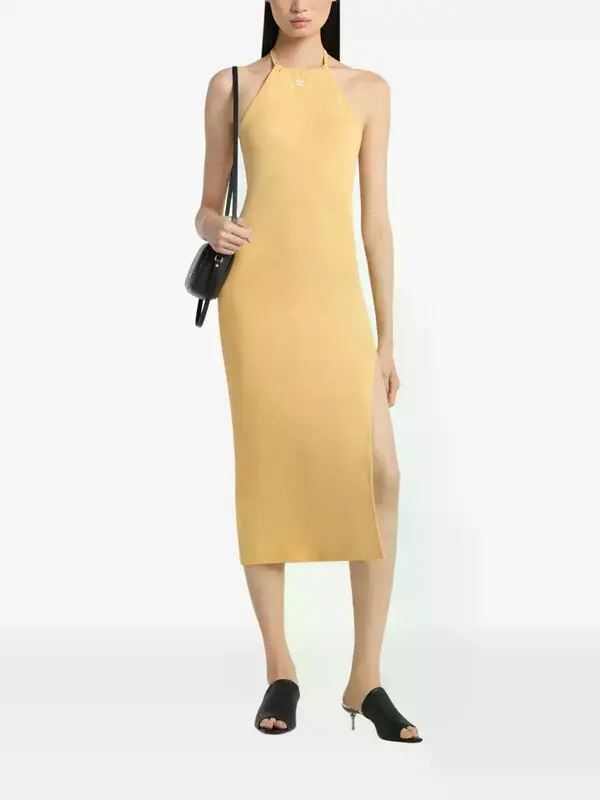 COURREGES Logo-embroidered Halterneck Dress - Orange