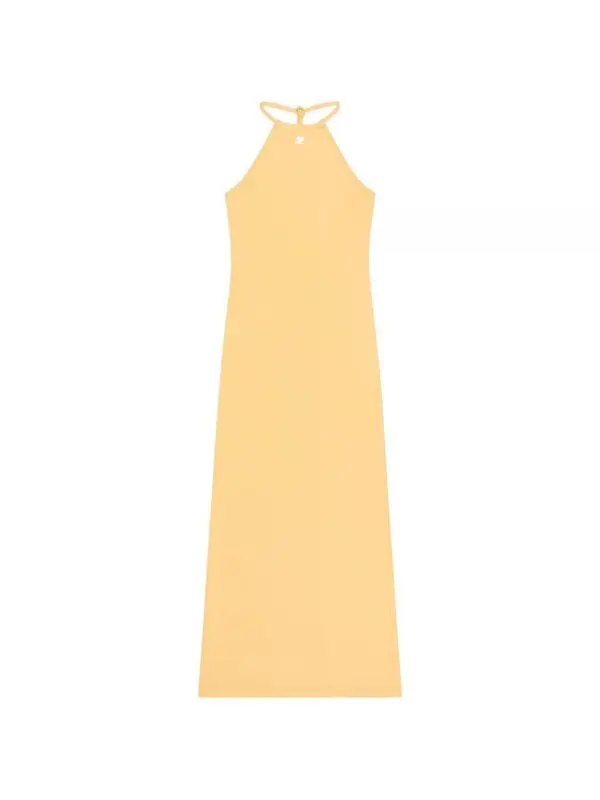 COURREGES Logo-embroidered Halterneck Dress - Orange