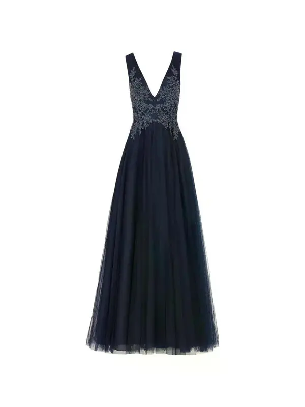 Costarellos Graciella Floral-appliqué Maxi Dress - Blue