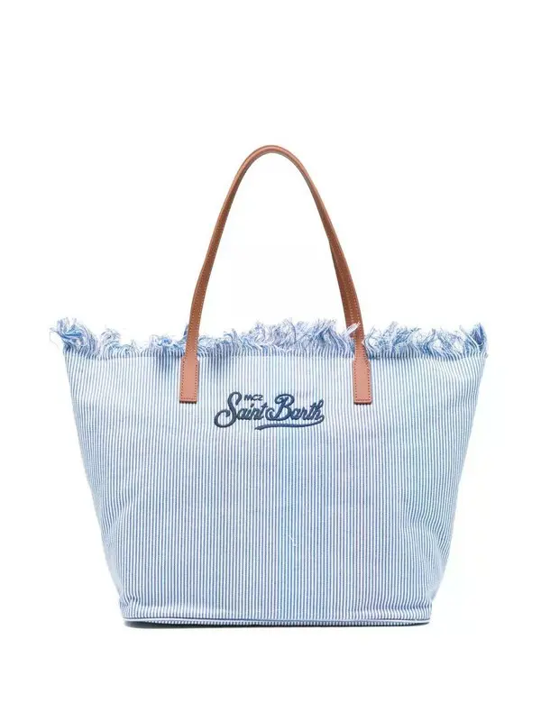 MC2 SAINT BARTH Fringed-detail Striped-pattern Tote Bag
