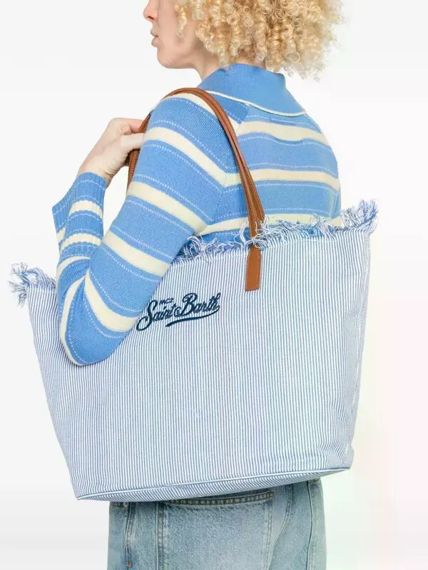 MC2 SAINT BARTH Fringed-detail Striped-pattern Tote Bag