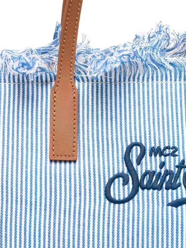 MC2 SAINT BARTH Fringed-detail Striped-pattern Tote Bag