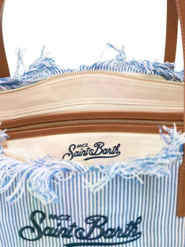 MC2 SAINT BARTH Fringed-detail Striped-pattern Tote Bag