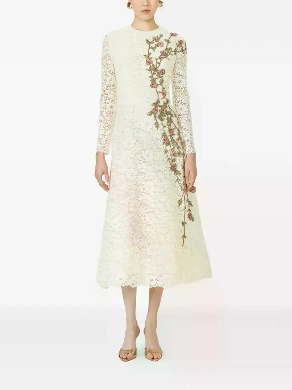 Costarellos Marlena Lace A-line Midi Dress - Neutrals